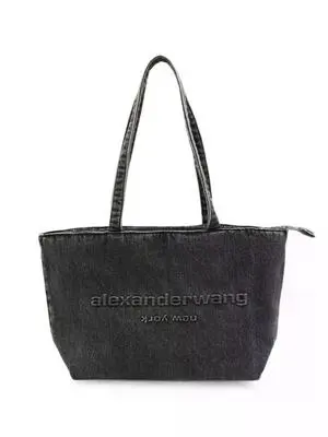 Alexander Wang Logo Embossed Denim Tote Bag - Grey