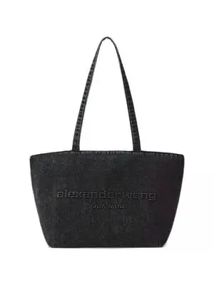 Alexander Wang Logo Embossed Denim Tote Bag - Grey