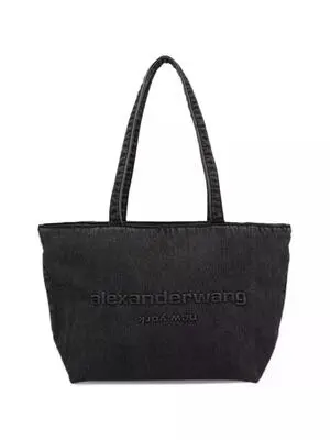 Alexander Wang Alexander Wang Logo Embossed Denim Tote Bag Grey