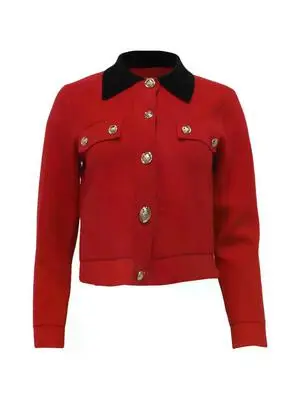 Sandro Contrast Collar Button-down Shirt Jacket - Red
