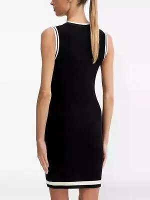 Guess Logo Embroidered Contrast Trim Mini Dress