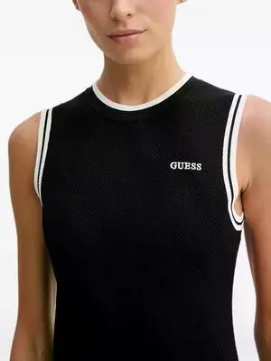 Guess Logo Embroidered Contrast Trim Mini Dress