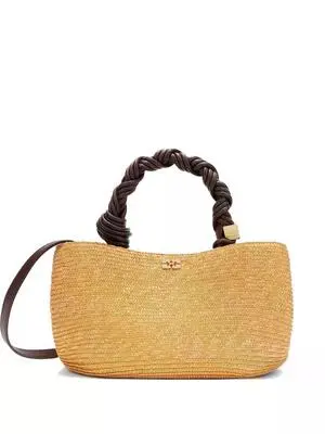 GANNI Small Bou Straw Tote Bag - Neutrals