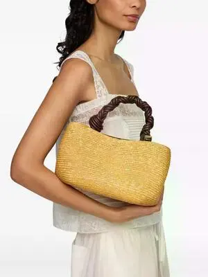 GANNI Small Bou Straw Tote Bag