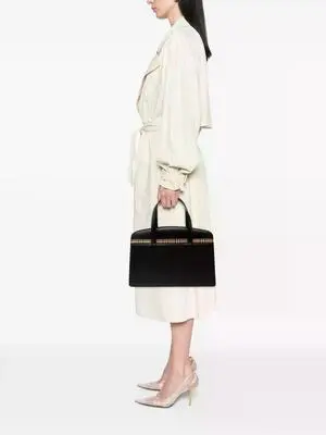 Burberry House Check Trimmed Leather Handbag