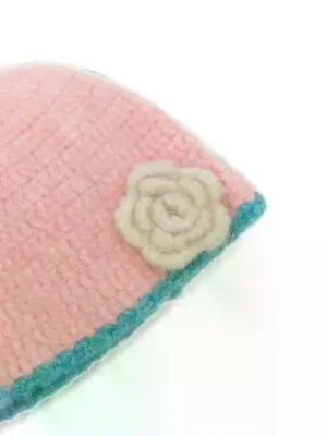 ROCKFISH Crochet-knit Flower-patch Beanie Hat