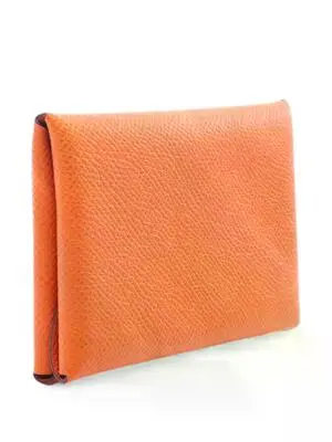 Hermès Calviduo Leather Coin Purse - Orange
