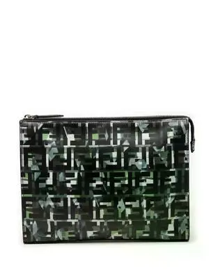 Fendi Ff 1974 Nylon Camouflage Clutch Bag - Black