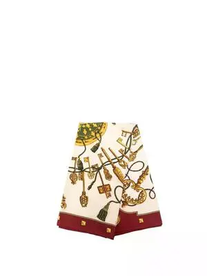 Hermès 1980-2000 Les Cles Silk Scarf 90 Scarves - Red