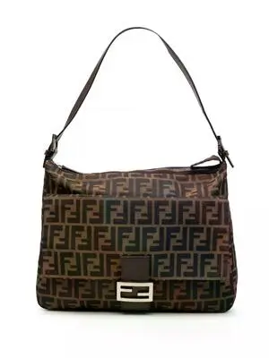 Fendi 2000-2010 Zucca Canvas Mamma Forever Zip Shoulder Bag