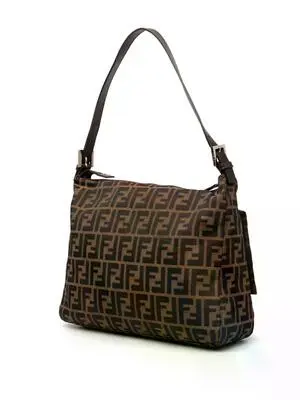 Fendi 2000-2010 Zucca Canvas Mamma Forever Zip Shoulder Bag
