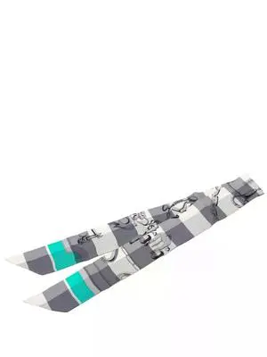 Hermès 20th Century Mors Et Gourmettes Vichy Silk Twilly Scarf Scarves - Grey