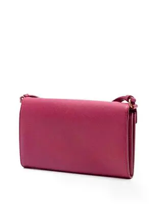 Prada 2010-2026 Bicolor Saffiano Envelope Wallet On Strap Crossbody Bag