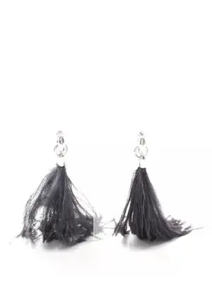 JIL SANDER Feather Hoop Earrings - Silver
