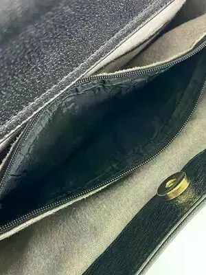 Gucci 20th Century Medium Pebbled Calfskin Bamboo Diana Tote Bag - Black