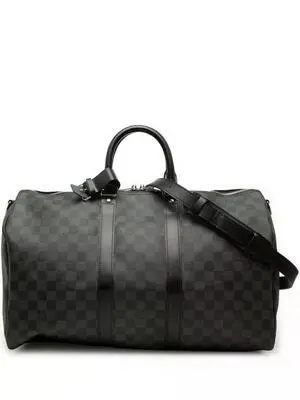 LOUIS VUITTON Damier Graphite Keepall Bandouliere 45 Travel Bag - Black