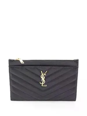 Saint Laurent 2010s Small Quilted Bill Pouch - Black