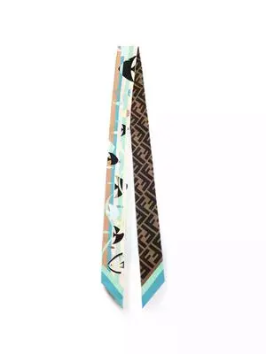 Fendi Wrappy Fish-print Silk Scarf - Blue