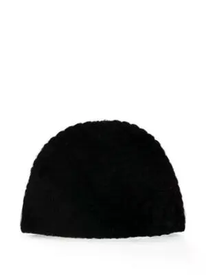 ROCKFISH Flower-detail Crochet Beanie Hat - Black