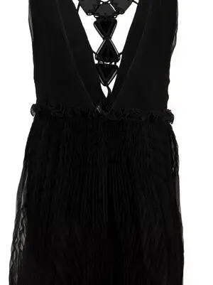 Alberta Ferretti Pleated Silk Mini Dress