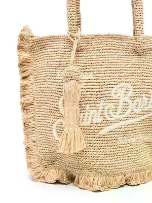 MC2 SAINT BARTH Ruffle-trim Embroidered-logo Tote Bag