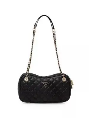 Guess Giully Quilted Logo-plaque Shoulder Bag - Black