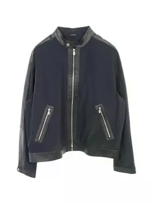 Hermès Sellier Buttons Calf Leather-trim Jacket - Blue