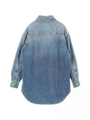Gucci Indigo Denim Shirt Jacket With Embellished Logo - Blue
