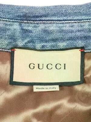 Gucci Indigo Denim Shirt Jacket With Embellished Logo