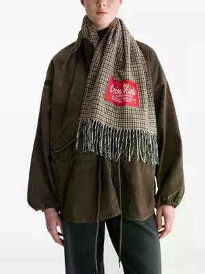 BELLEROSE Milan Checked Fringed Scarf - Neutrals