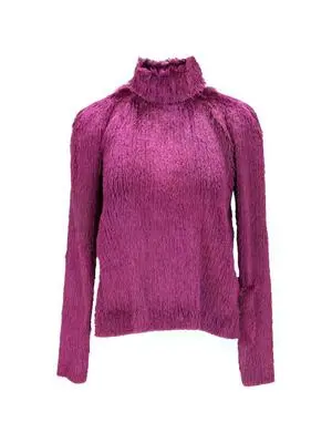 TOM FORD Fringed High-neck Top - Purple