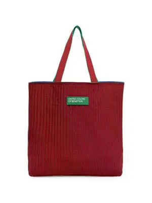 BENETTON Ribbed Knit Tote Bag - Blue