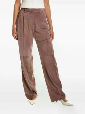 Brunello Cucinelli Wide-leg Suede Trousers - Pink