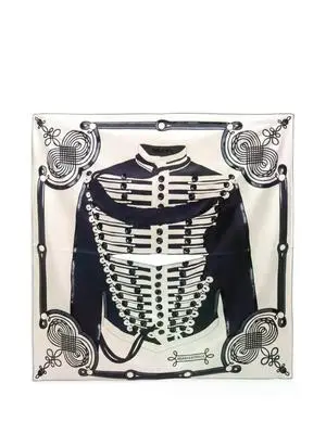 Hermès Brandebourgs Tattoo" Embellished Silk Scarf - Neutrals