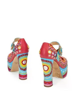 Moschino Embellished Platform Pumps - Red