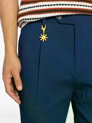 MANUEL RITZ Seersucker-texture Pleated Trousers