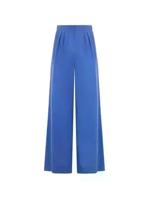 Alberta Ferretti Silk Pleated High-waisted Trousers - Blue