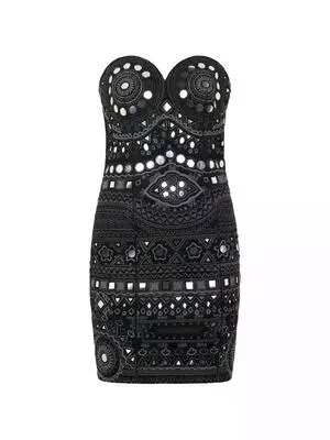 Moschino Strapless Mini Dress With Mirror Embellishment - Black