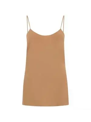 Alberta Ferretti Camel Silk Blend Spaghetti Strap Top - Brown