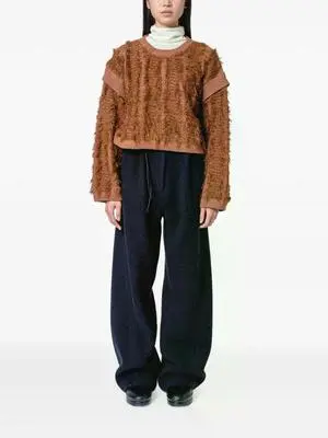 MULLER OF YOSHIOKUBO Fuzzy Ribbed-trim Sweater - Brown