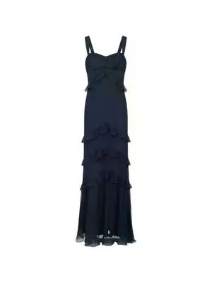 Saloni Chandra Ruffled Maxi Dress - Blue