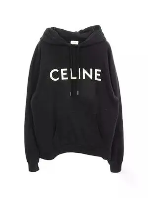 Celine Cotton Logo Hoodie - Black