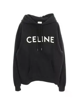 Celine Cotton Logo Hoodie - Black