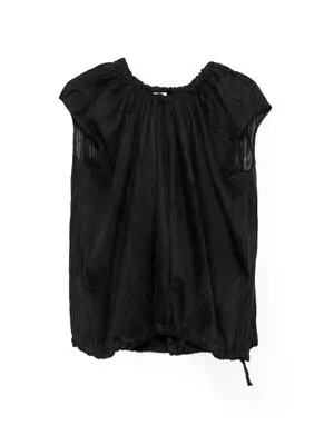 Sú Plissé-effect Sleeveless Blouse - Black