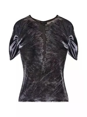 Giorgio Armani Sheer Panelled Top - Grey