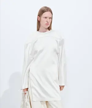Bottega Veneta Wool And Silk Satin Top - Chalk