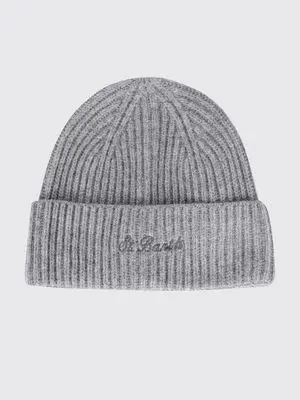 MC2 SAINT BARTH Ribbed Wool Beanie With Cuff And Embroidered Logo - Grey