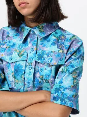 Chloé Floral Stretch Cotton Mini Shirt Dress