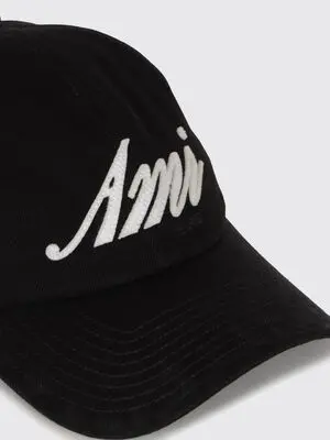 AMI Paris Contrast Logo Cotton Baseball Cap With Rigid Visor