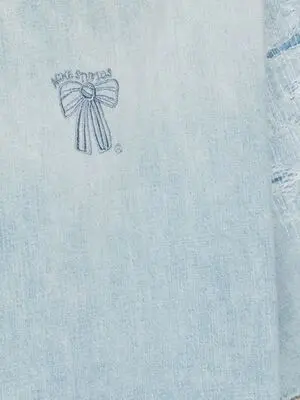 Acne Studios Relaxed Fit Bowling Shirt In Distressed Organic Cotton - Blue